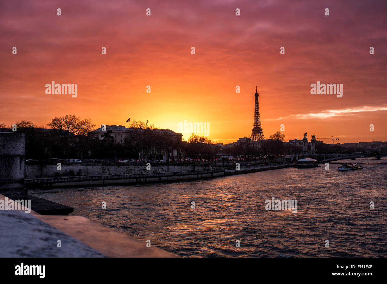 Seine River on Beautiful Sunset Stock Photo - Alamy