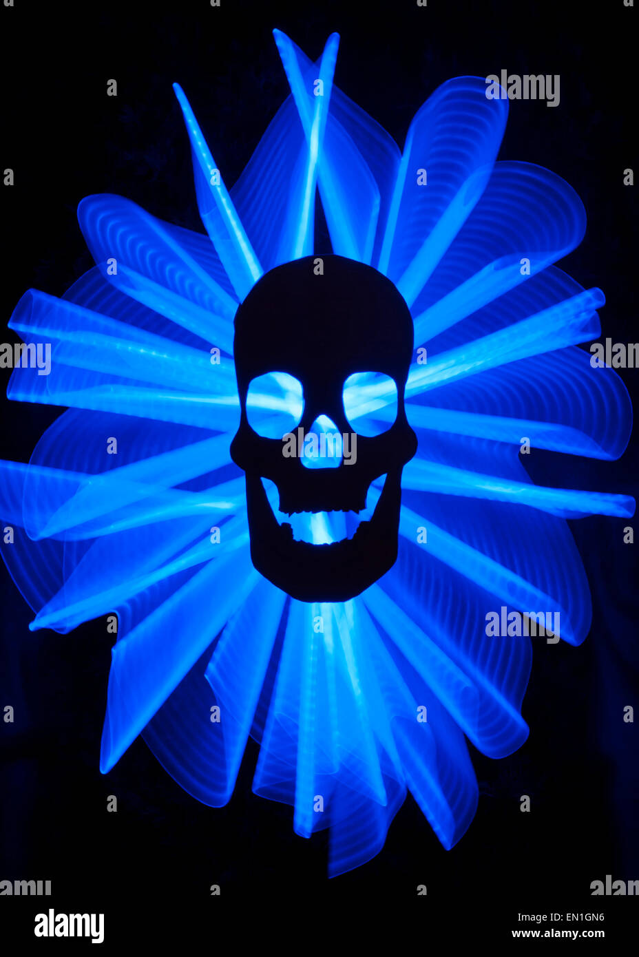 Skeleton head - Skull - Light Art - Light Painting Stock Photo - Alamy