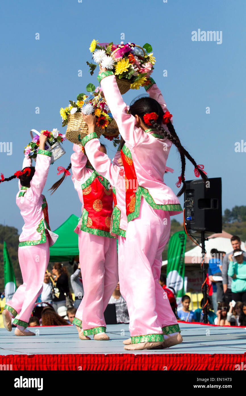 Dancers perform traditional Chinese dance during Chinese New Year ...