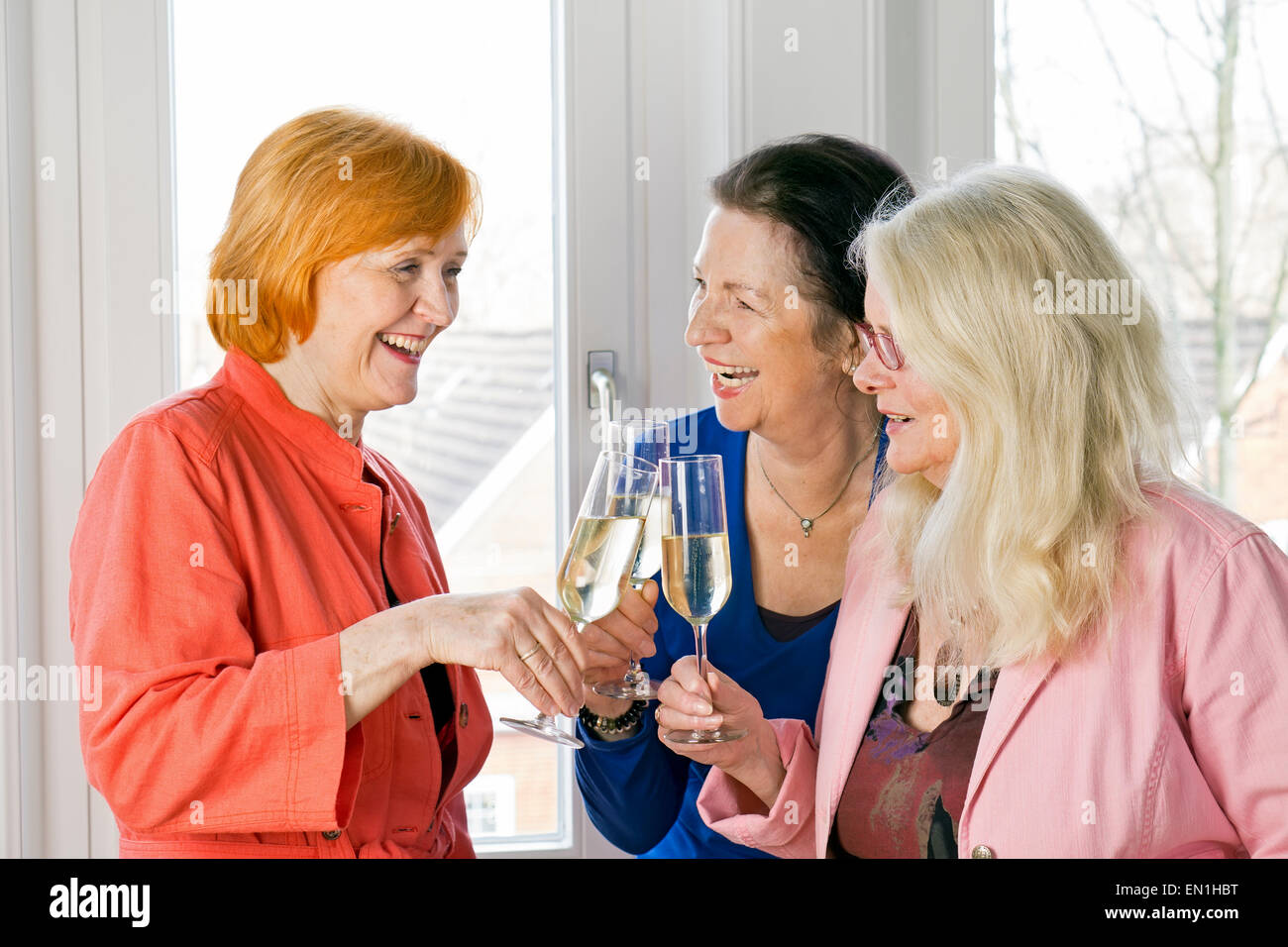 Mature Women Friends Laughing High Resolution Stock Photography and ...