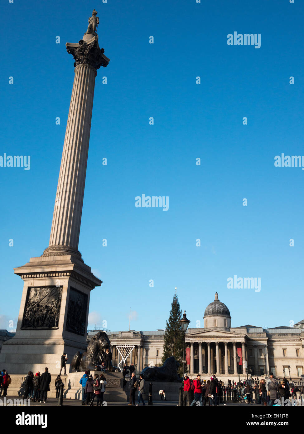 Nelson's column and the National Gallery in London's Trafalgar Square ...