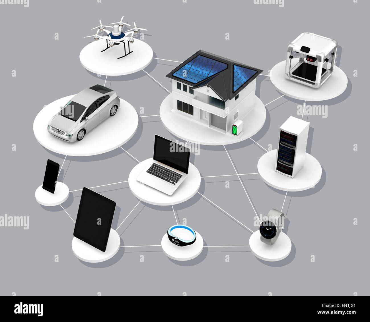 Concept of smart energy saving product ecosystem. Clipping path ...