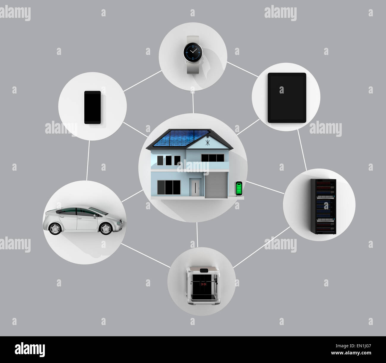 Concept of smart energy saving product ecosystem. Clipping path ...