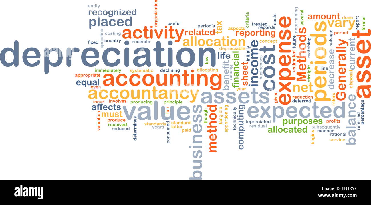 Background text pattern concept wordcloud illustration of depreciation ...