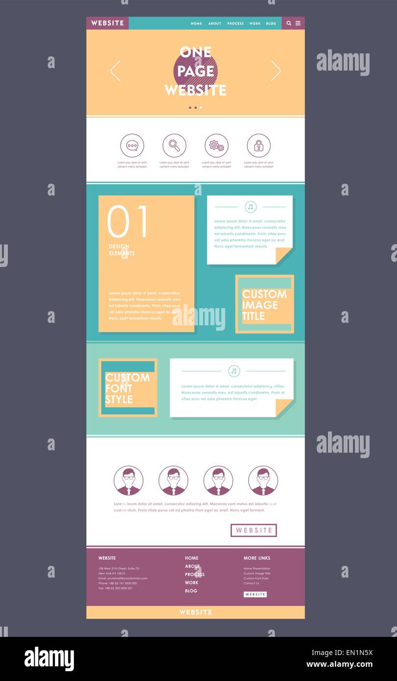 one page website template in flat design style Stock Vector Image & Art ...