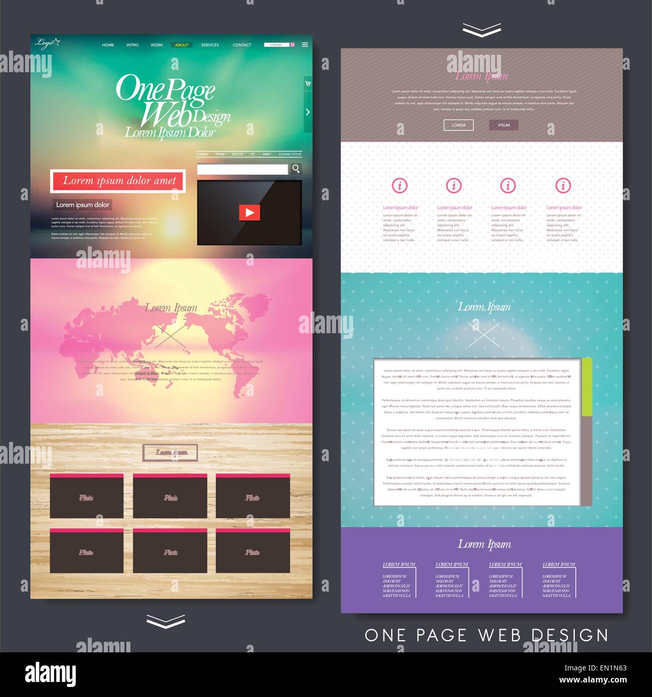 colorful modern style one page website design template Stock Vector ...