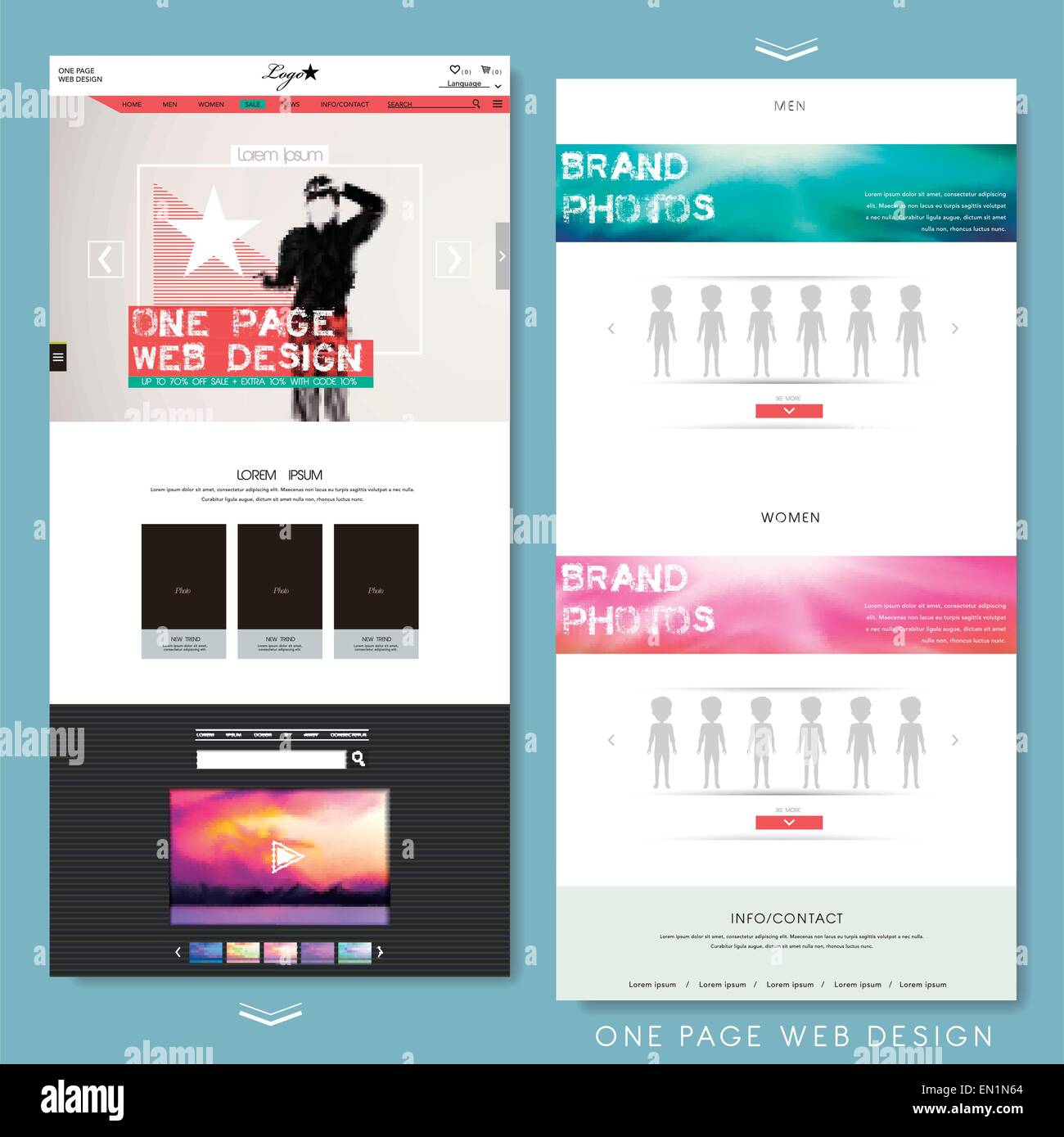 one page website design template in modern style Stock Vector Image ...