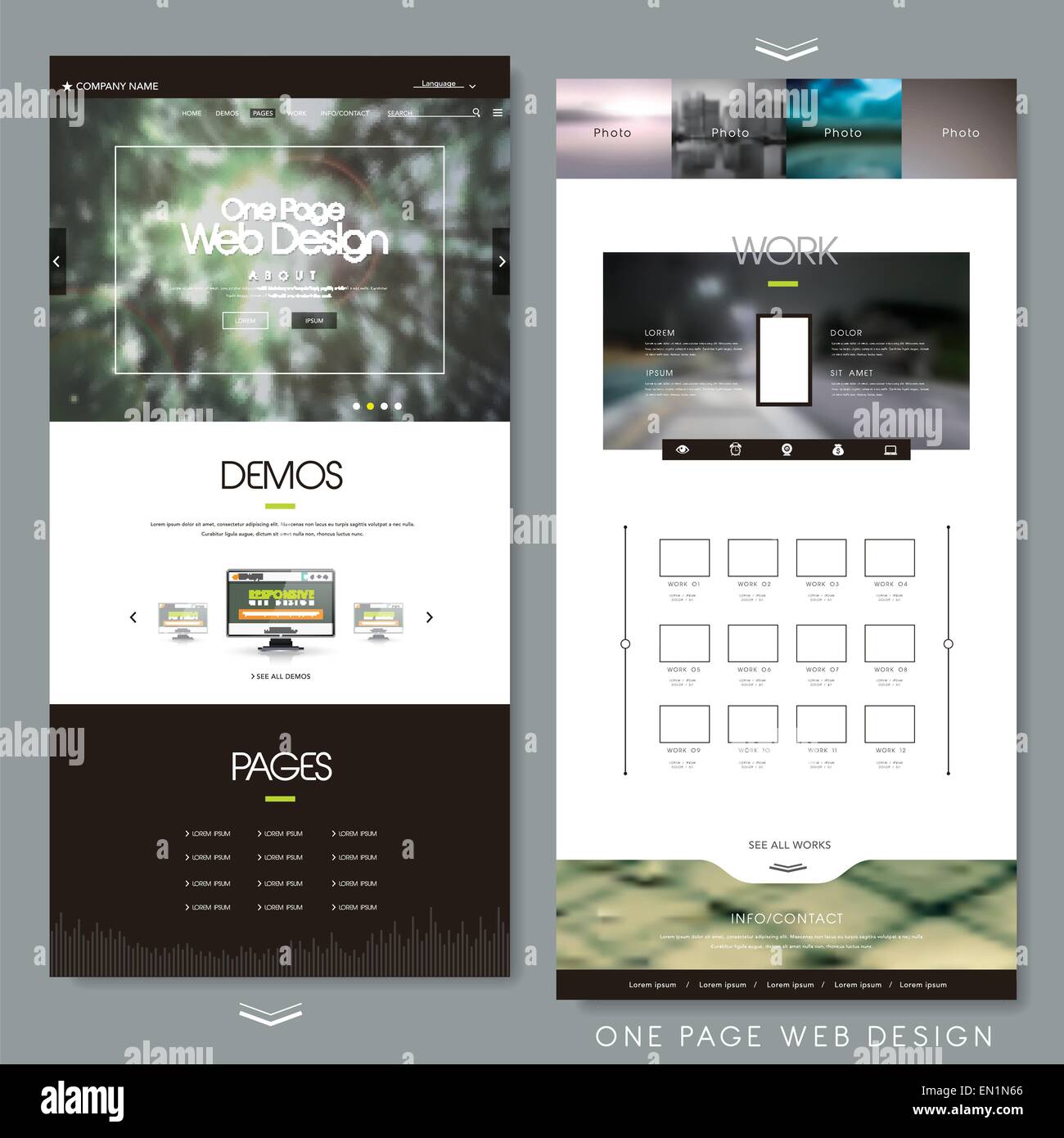 one page website design template with blur background Stock Vector ...