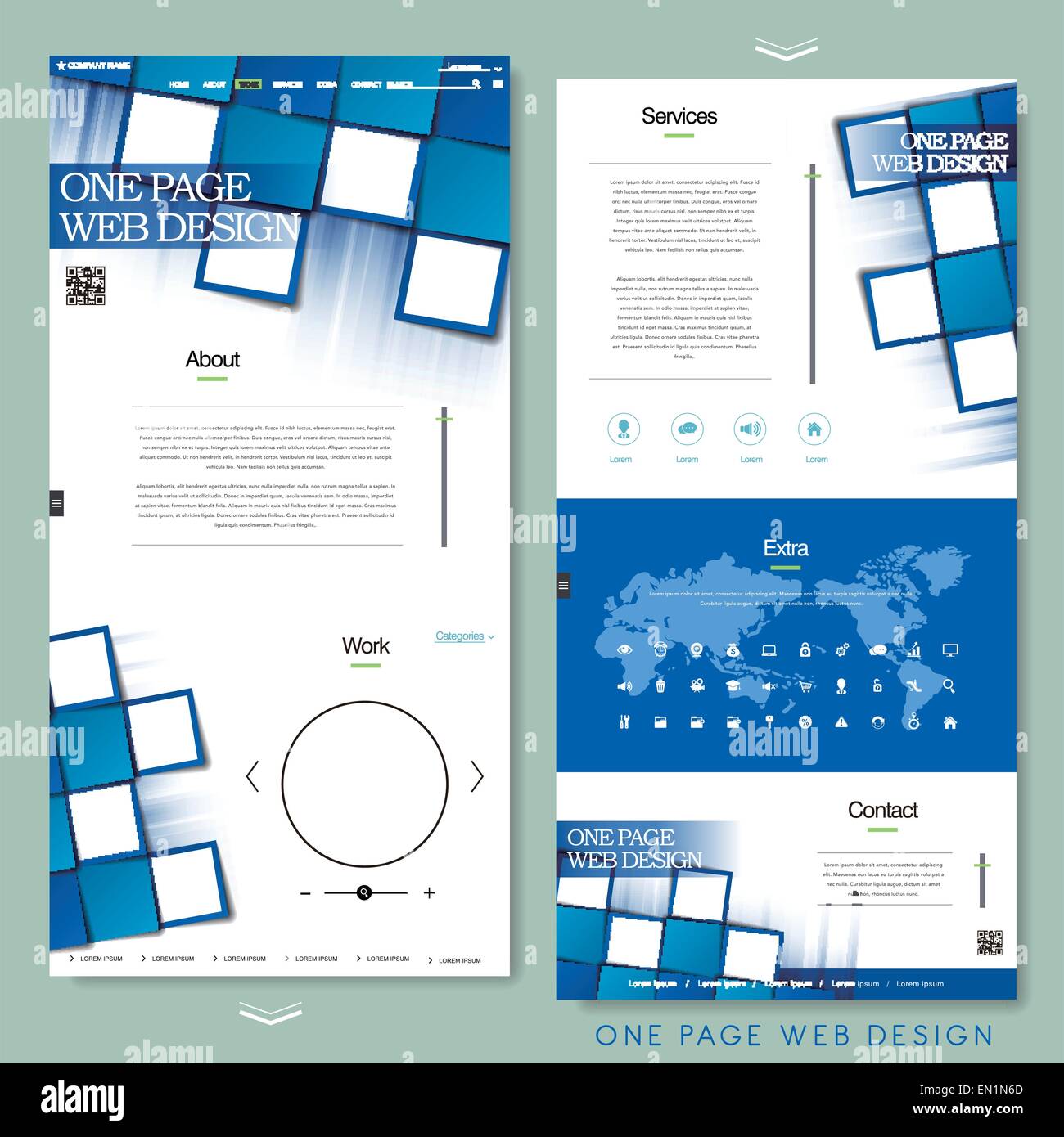 technology style one page website design template Stock Vector Image ...