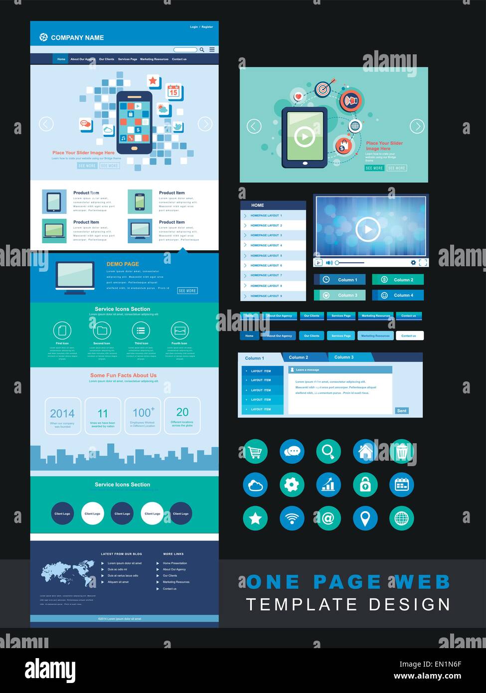 modern technology one page website design template Stock Vector Image ...
