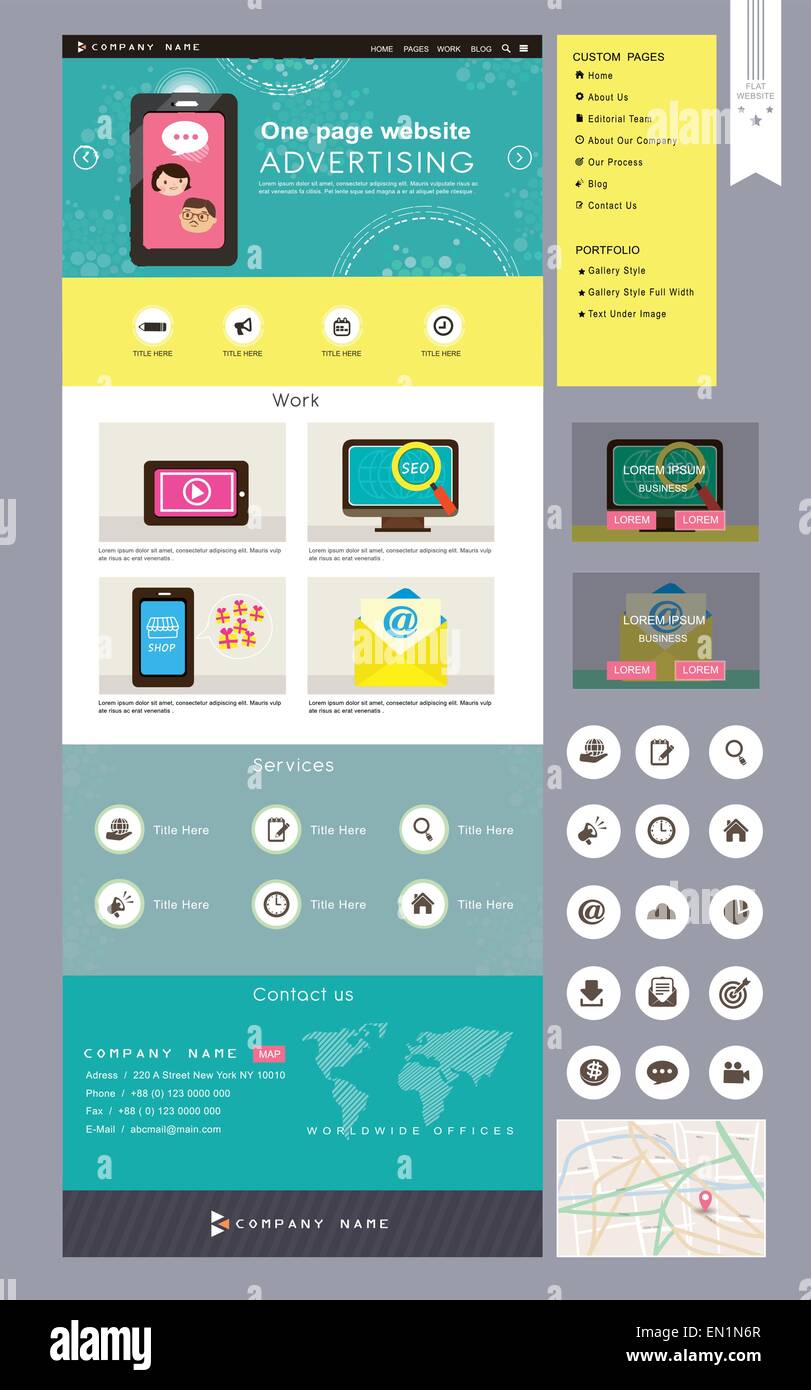 lovely business one page website design template Stock Vector Image ...