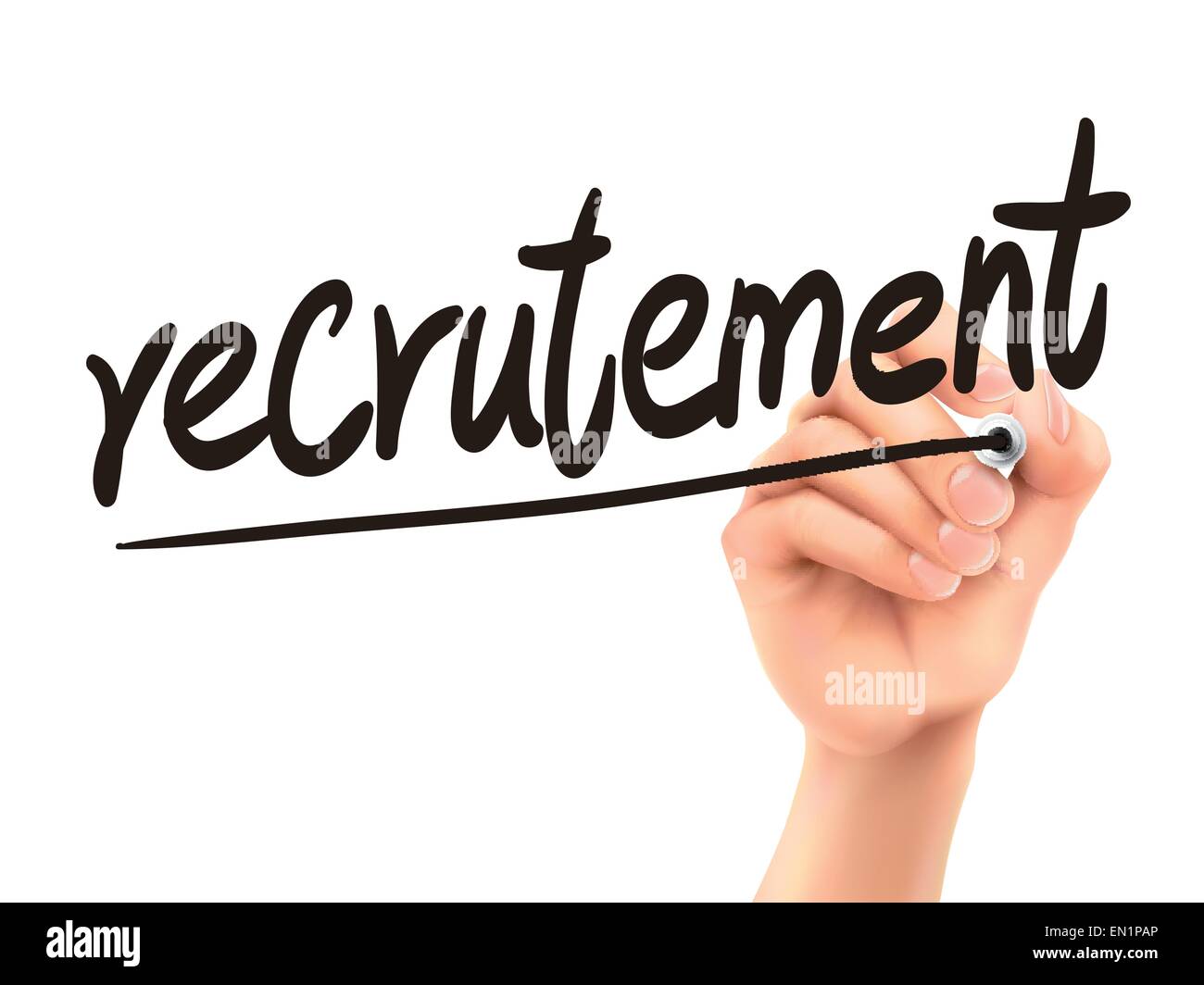 French words for Hiring written by 3d hand on a transparent board Stock ...