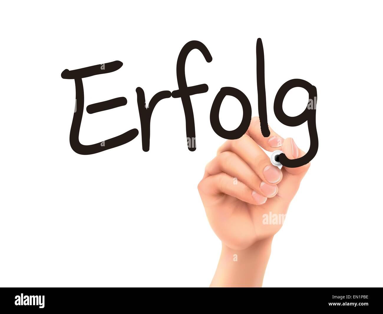 German words for Success written by 3d hand on a transparent board ...
