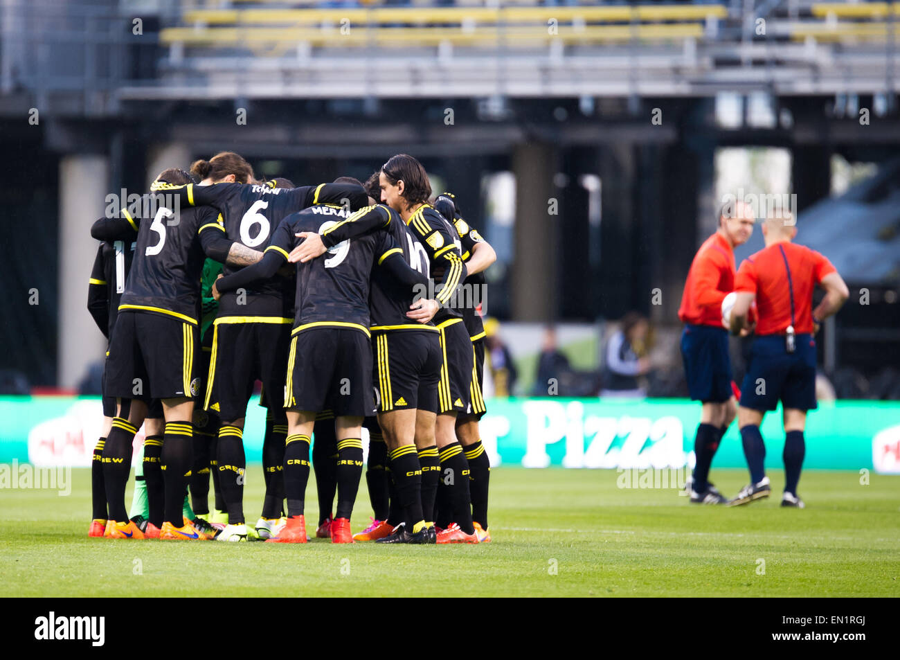 Columbus Crew SC huddle before the match between Philadelphia Union and ...
