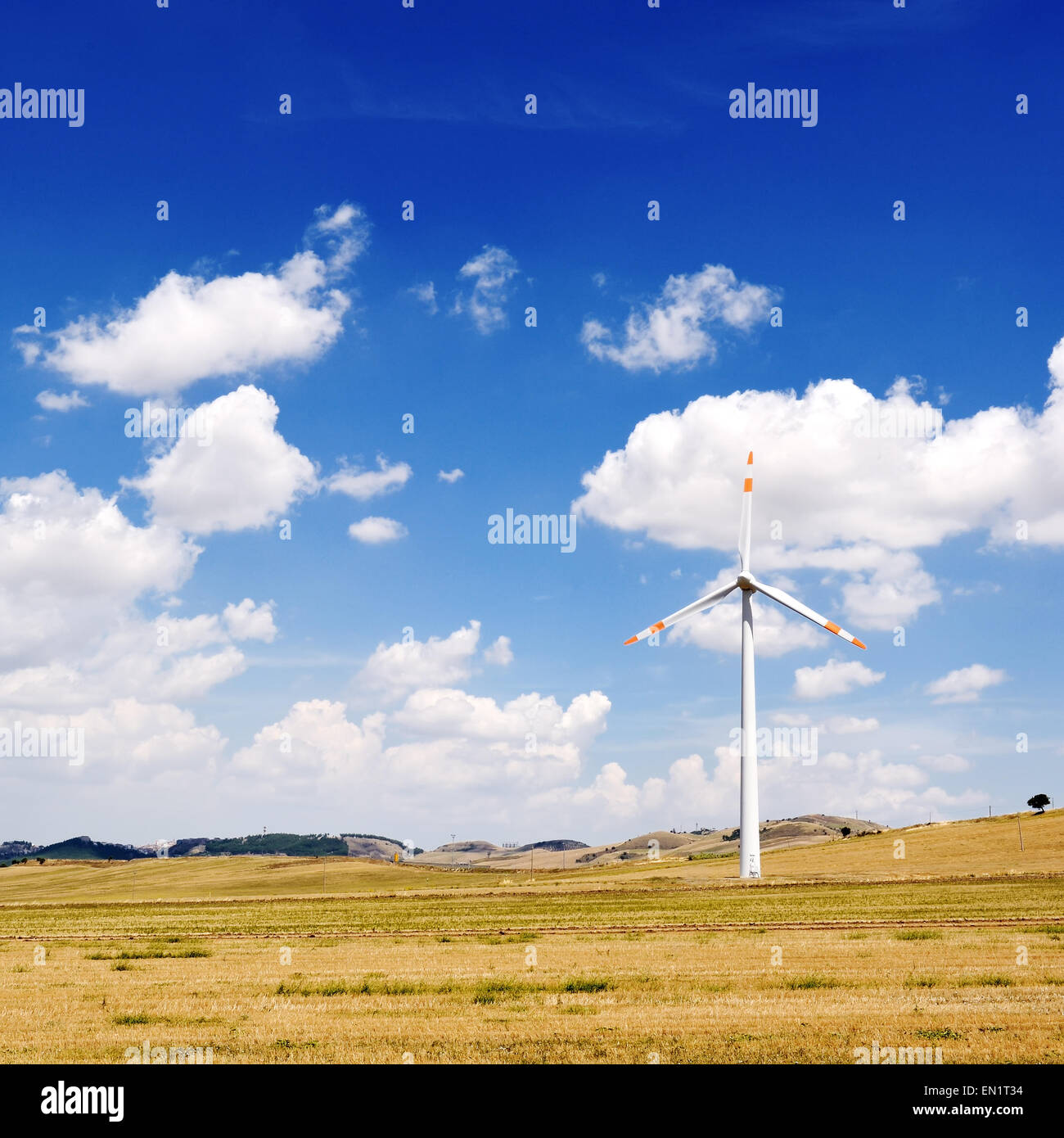 wind generators turbine and blue sky with clouds - ecology energy ...
