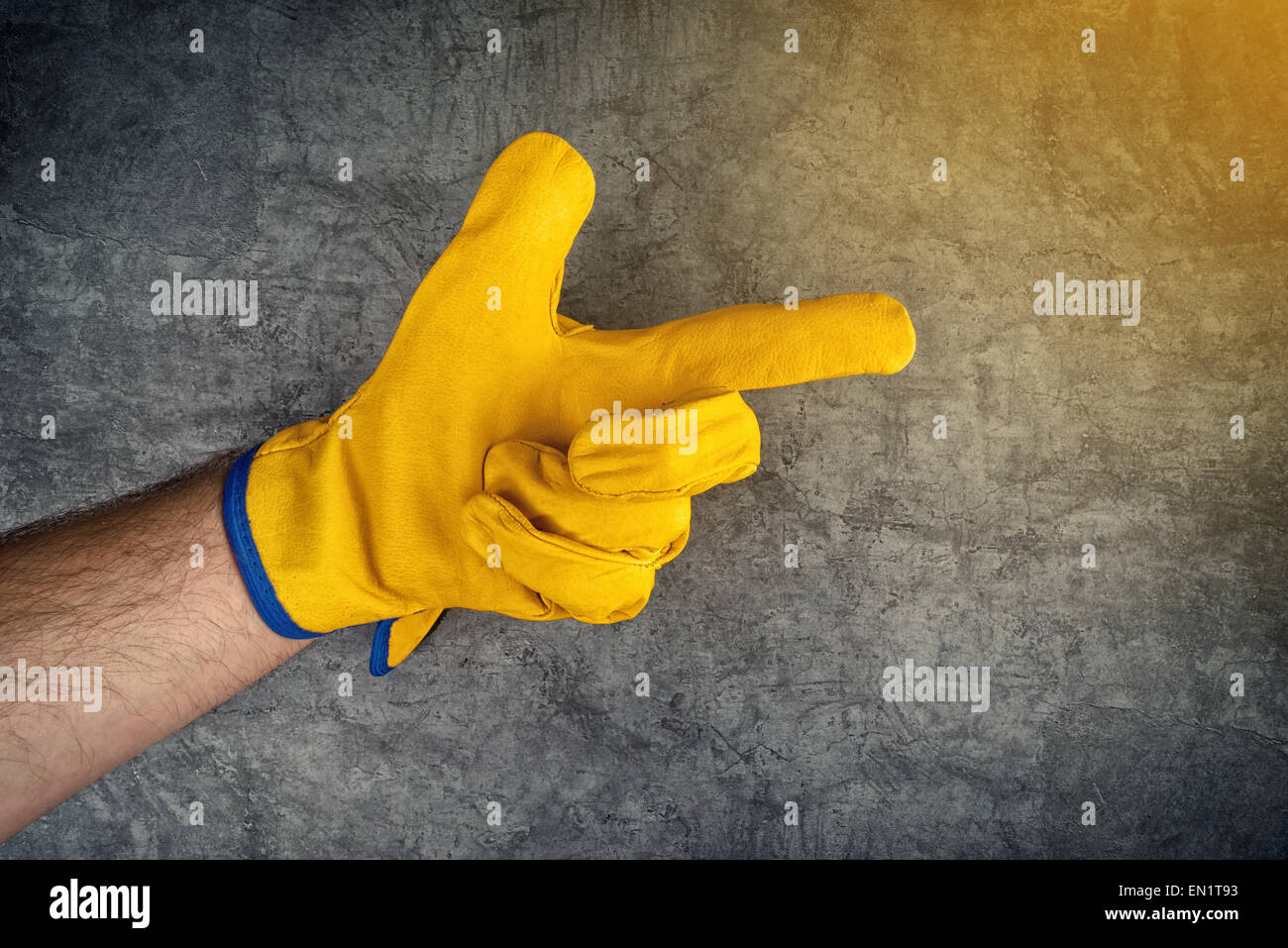 Construction Worker Pointing Finger at Something or Someone, Male Hand ...