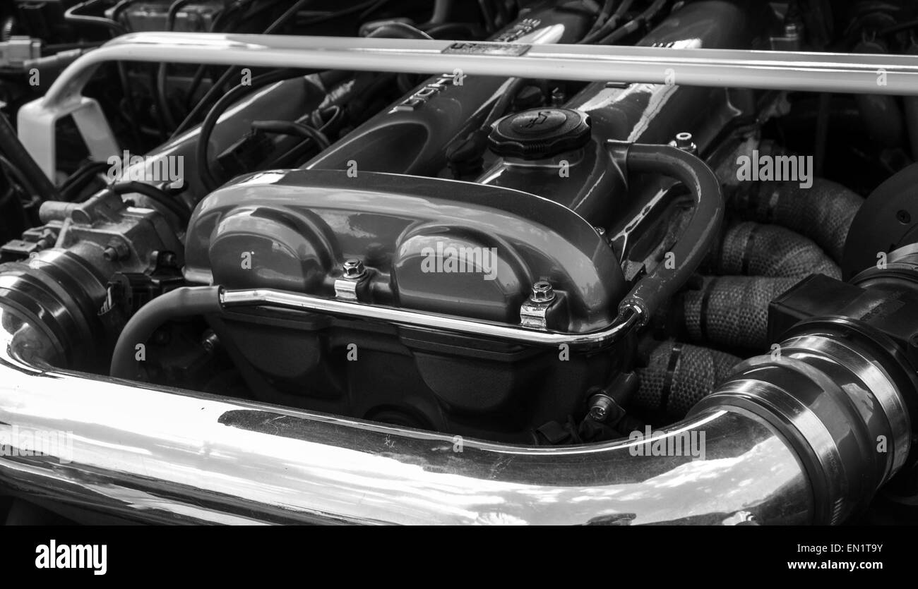 Car engine in blue Black and White Stock Photos & Images - Alamy