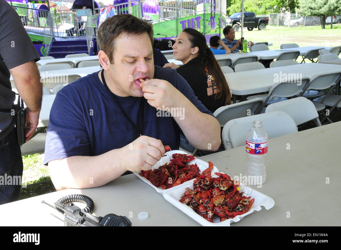 Houston, USA. 25th Apr, 2015. A man eats crawfish druing the Texas ...