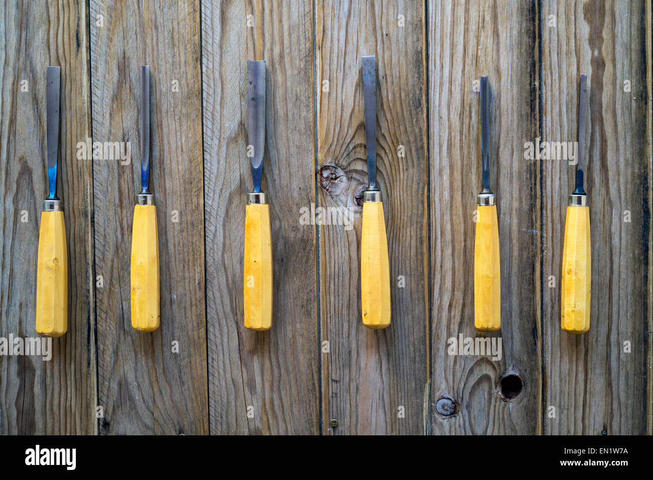 Closeup of wood chisels Stock Photo - Alamy