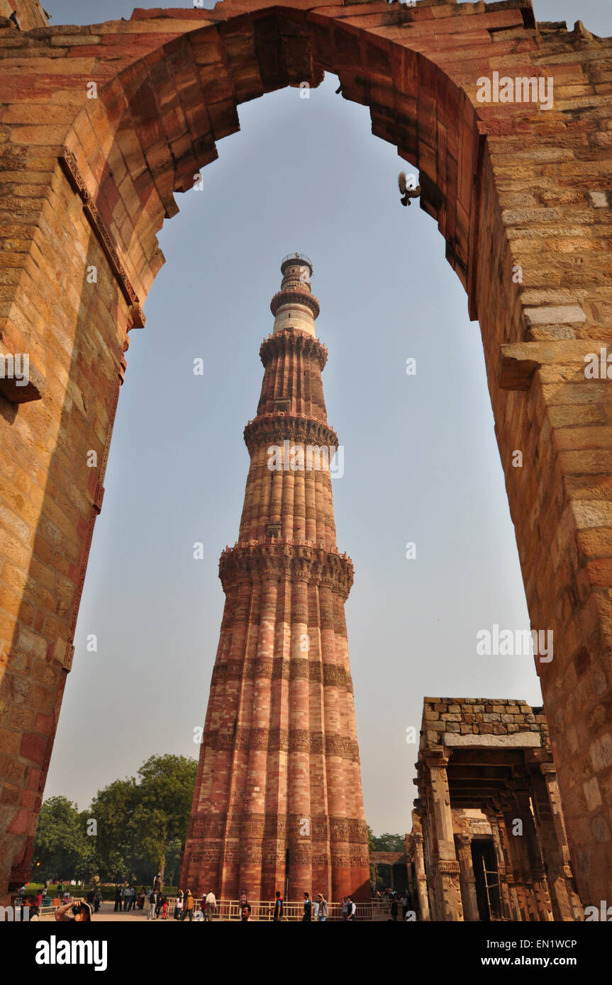 INDIA, Haryana, Delhi, Qutb Minar Complex (12th century), Qutb Minar ...