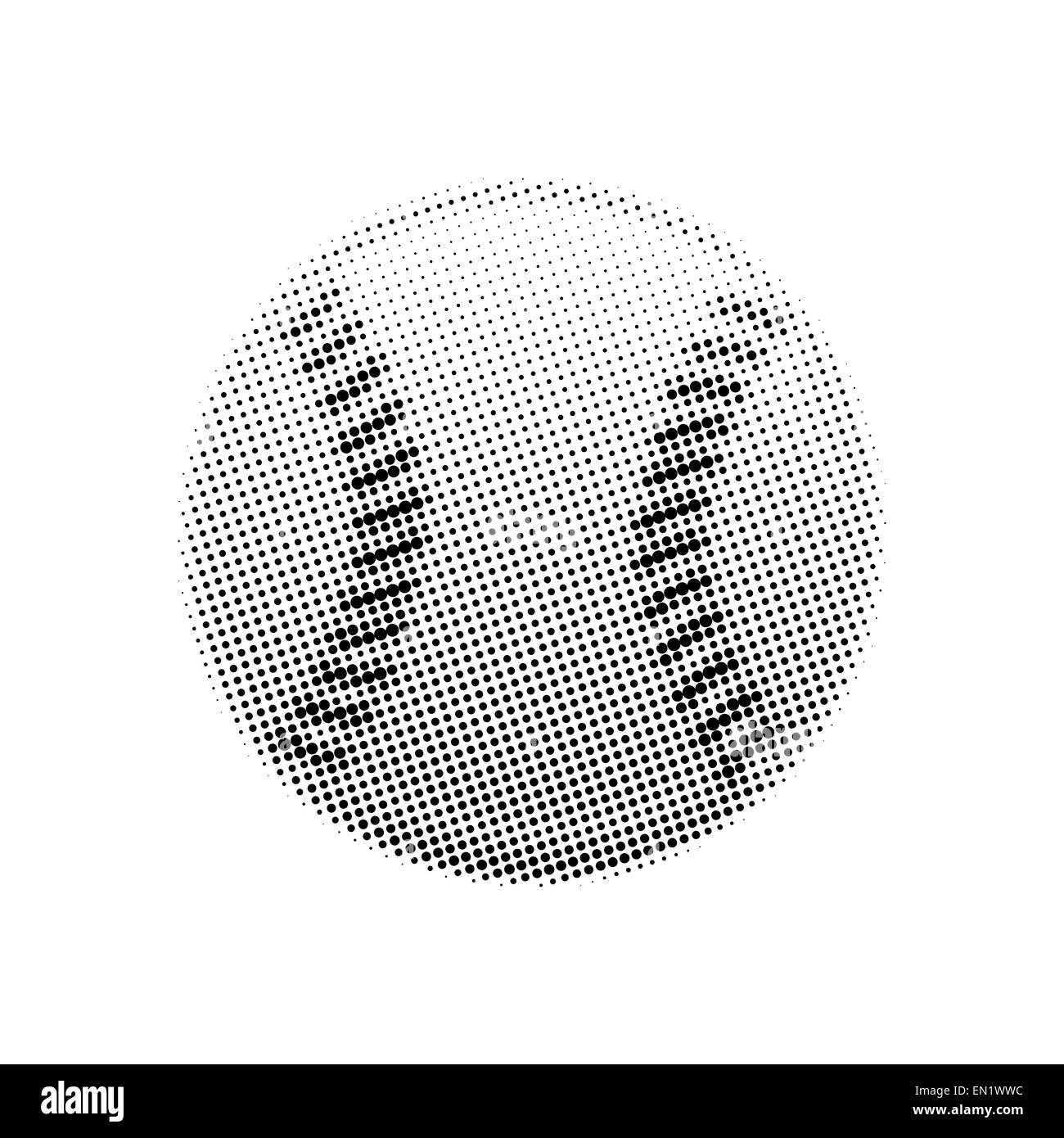 Halftone baseball isolated on white background. Baseball of black dots ...