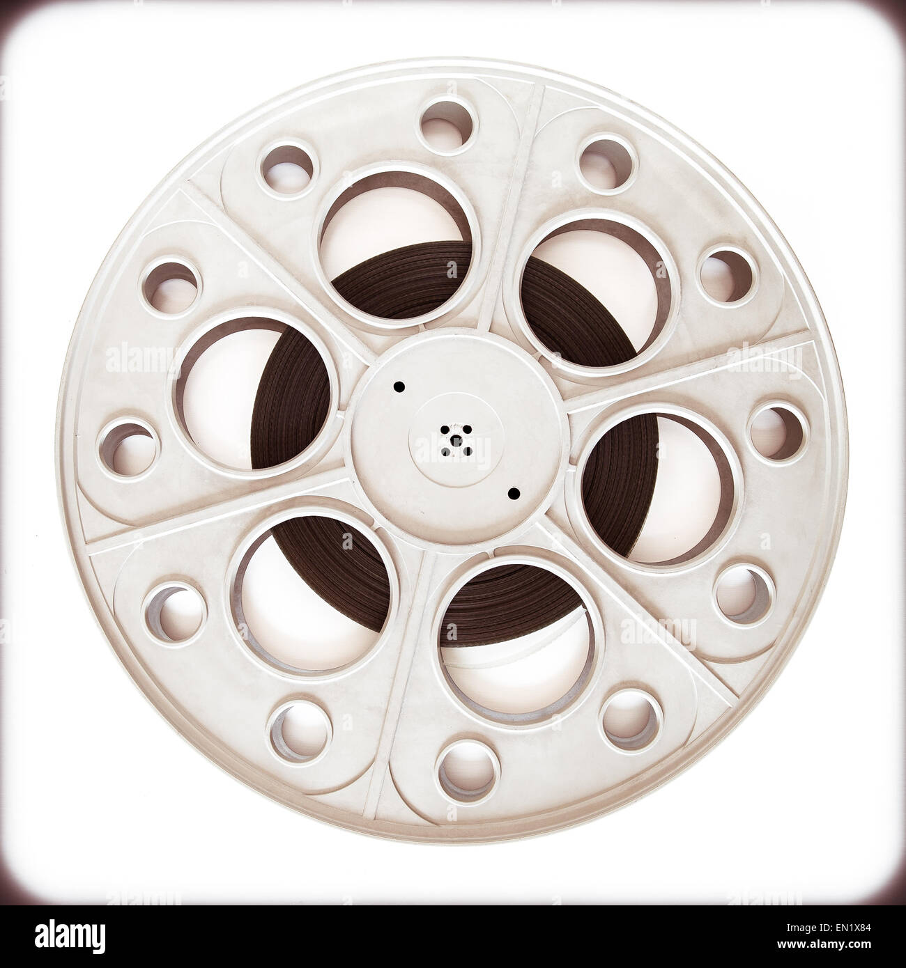 Original old big movie reel for 35 mm cinema projector loaded with film ...