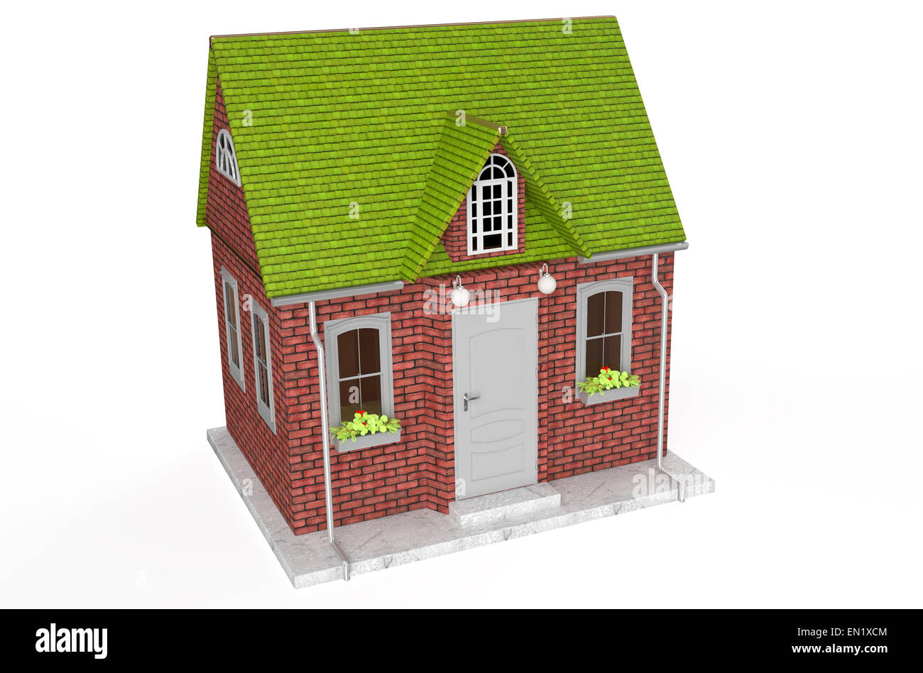 White house red tile Cut Out Stock Images & Pictures - Alamy