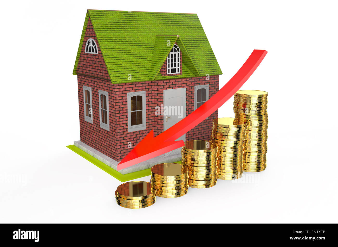house fall in prices concept isolated on white background Stock Photo ...
