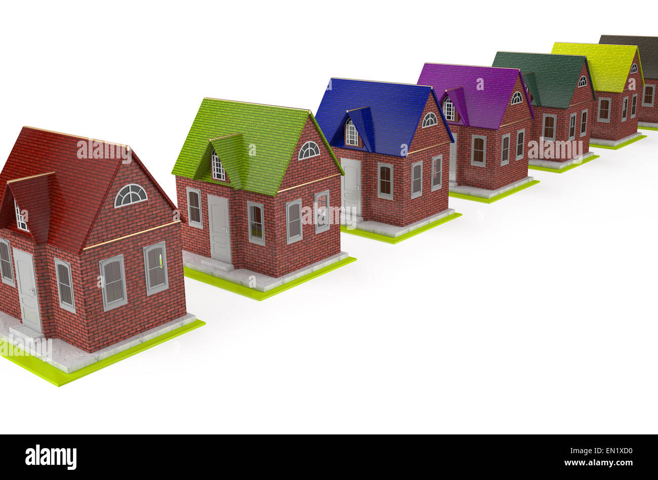 Private house in a row isolated on white background Stock Photo - Alamy