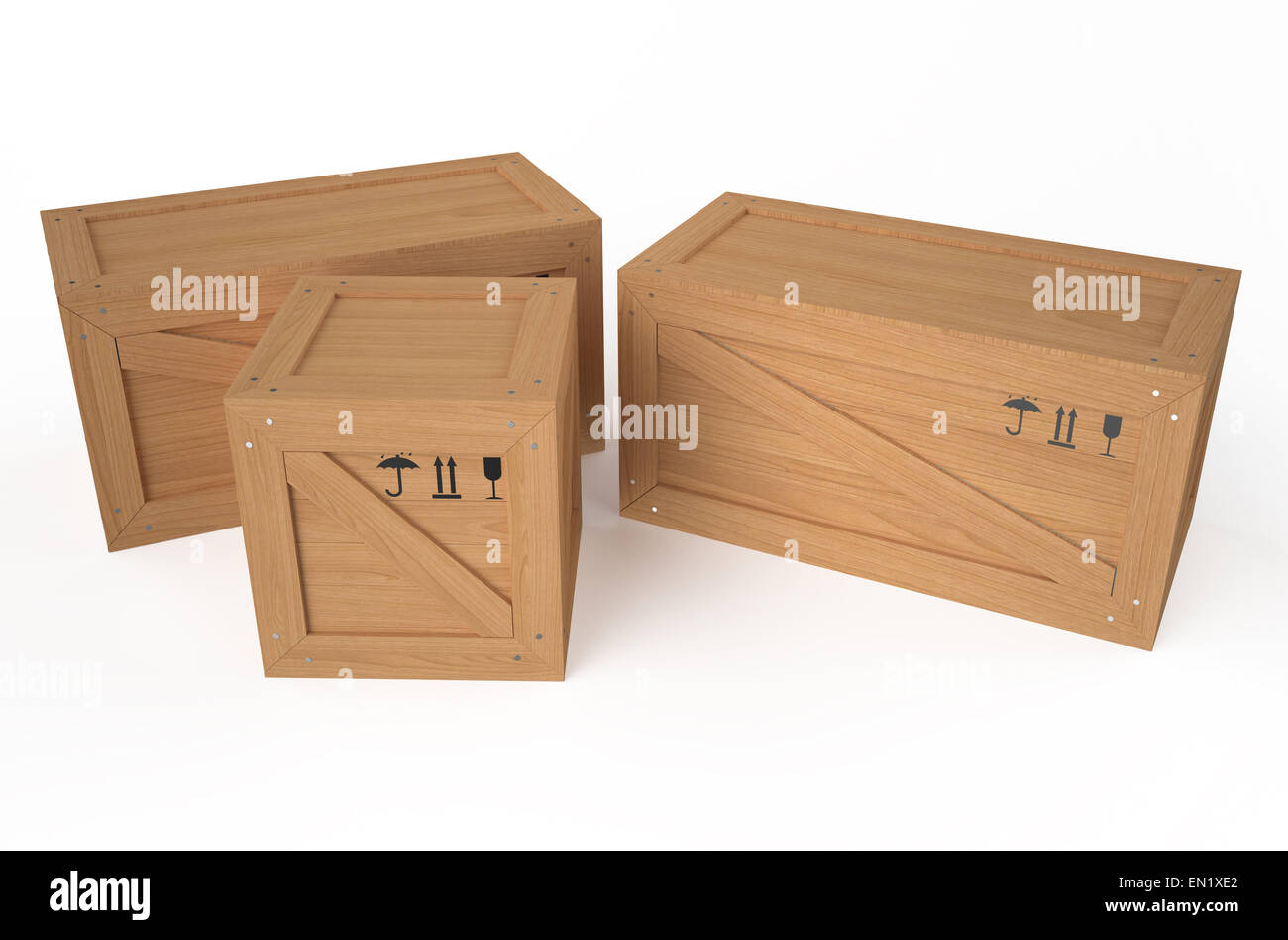 wooden boxes isolated on white background Stock Photo - Alamy