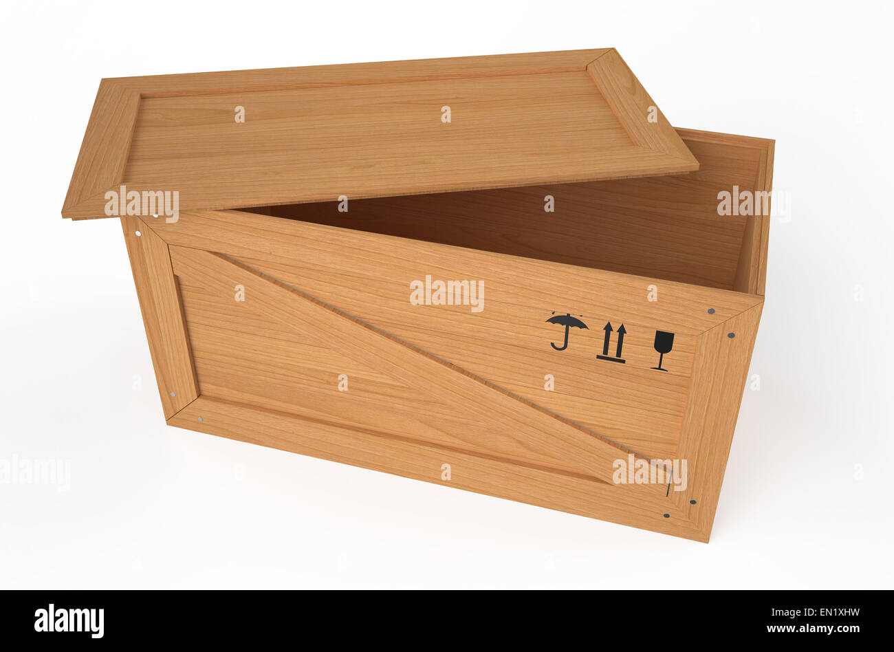wood opened box isolated on white background Stock Photo - Alamy