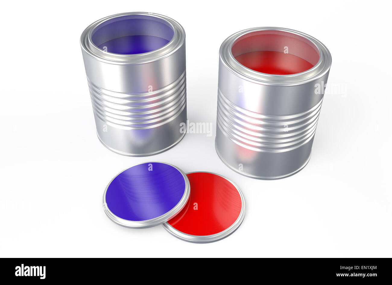 Cans with color paint isolated on white background Stock Photo - Alamy