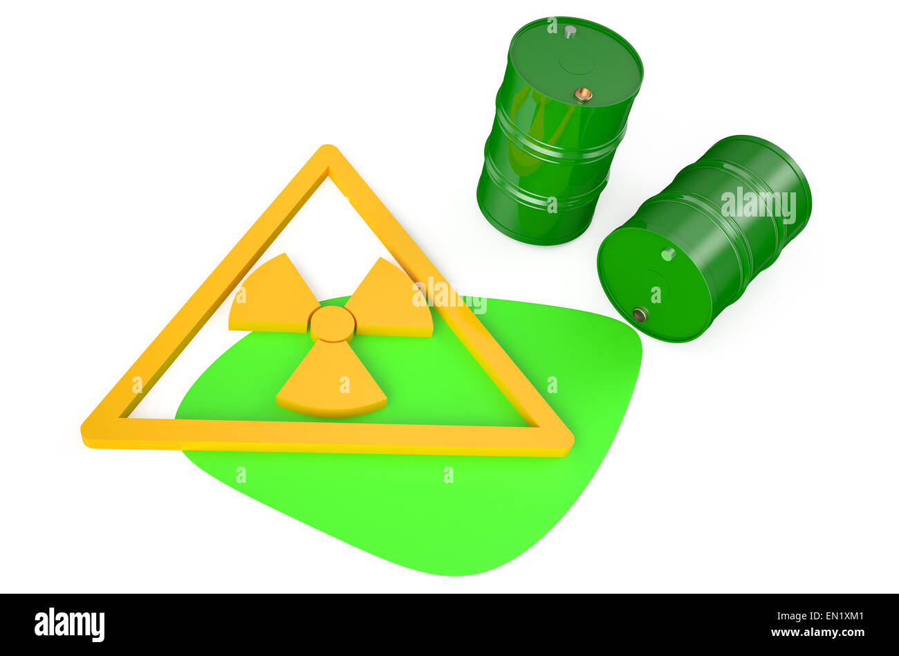 Green barrels with radioactive waste isolated on white background Stock ...