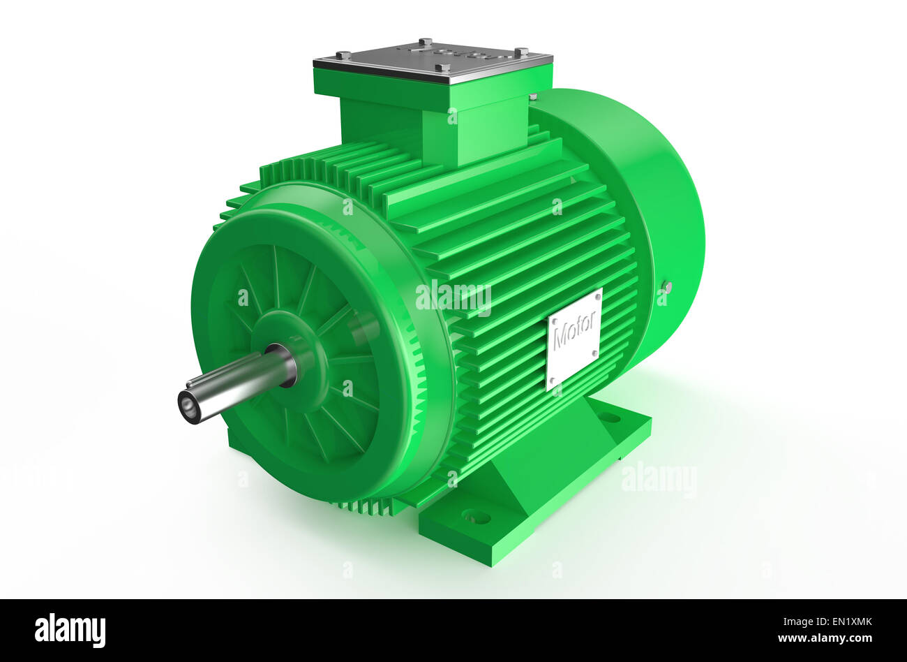 Industrial green electric motor isolated on white background Stock ...