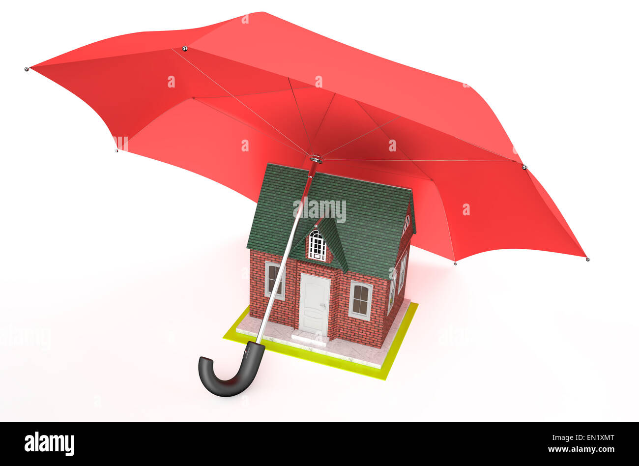 house covered by red umbrella isolated on white background Stock Photo ...