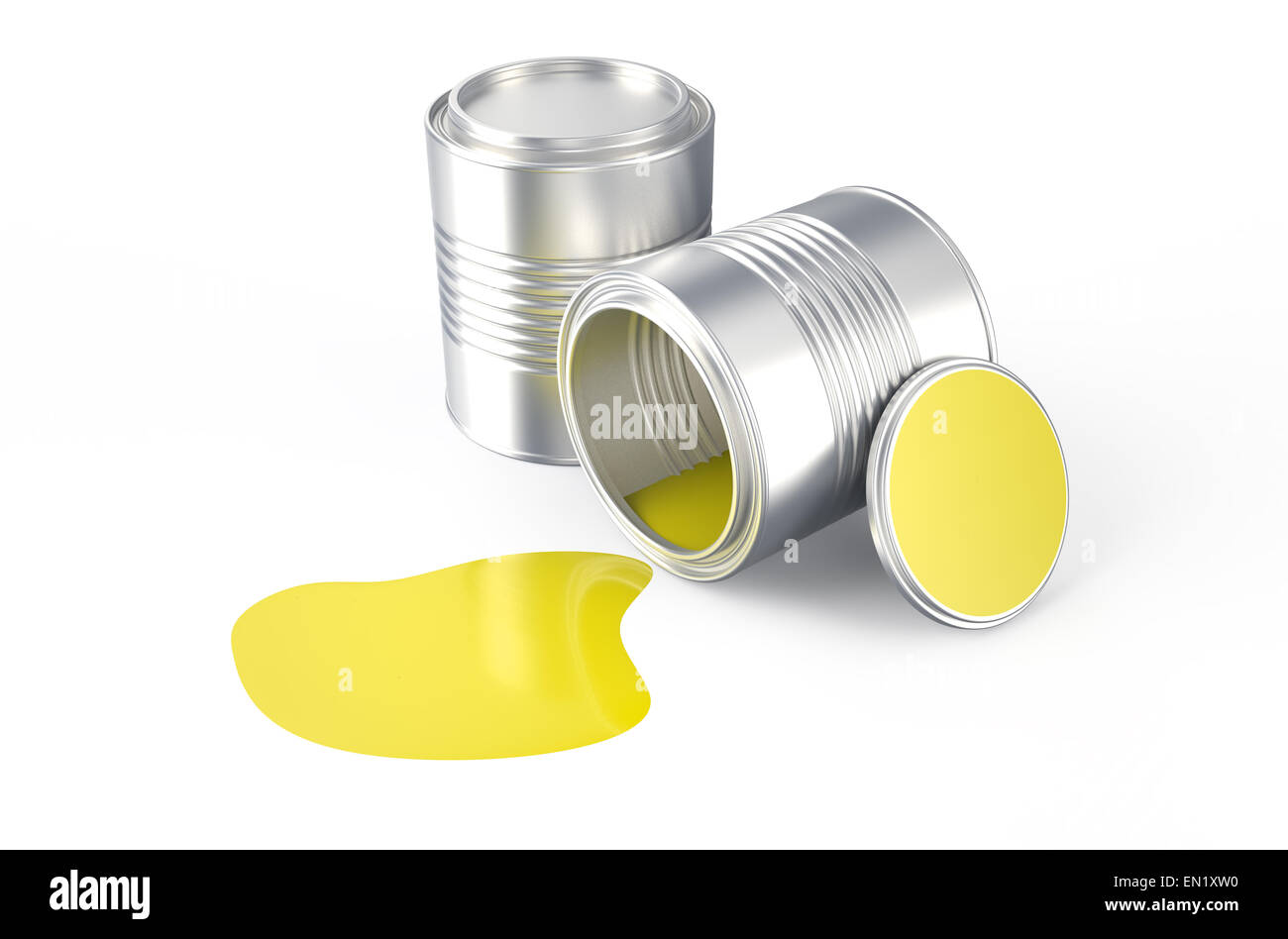 spilled yellow paint isolated on white background Stock Photo - Alamy