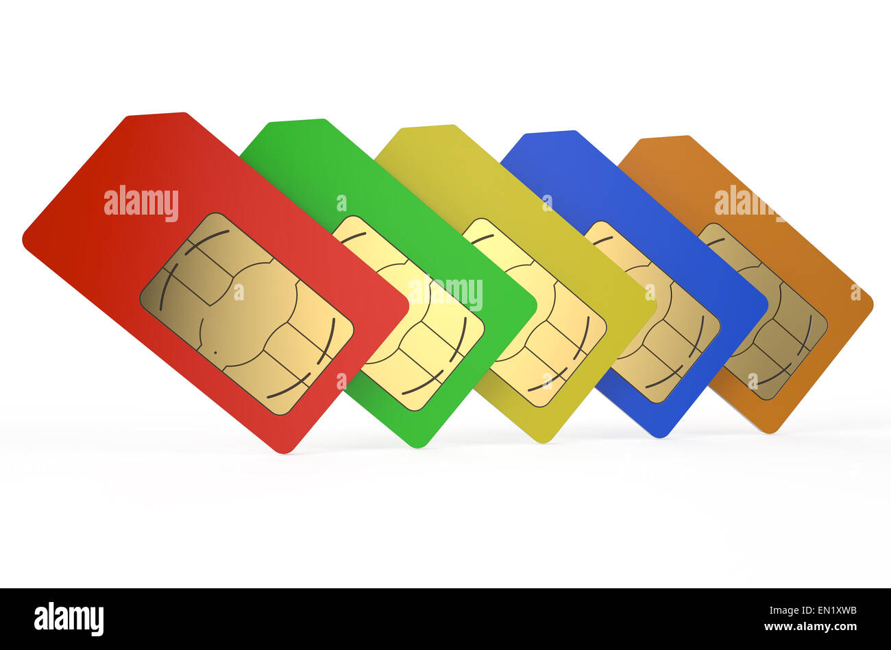 Group of color SIM cards isolated on white background Stock Photo - Alamy