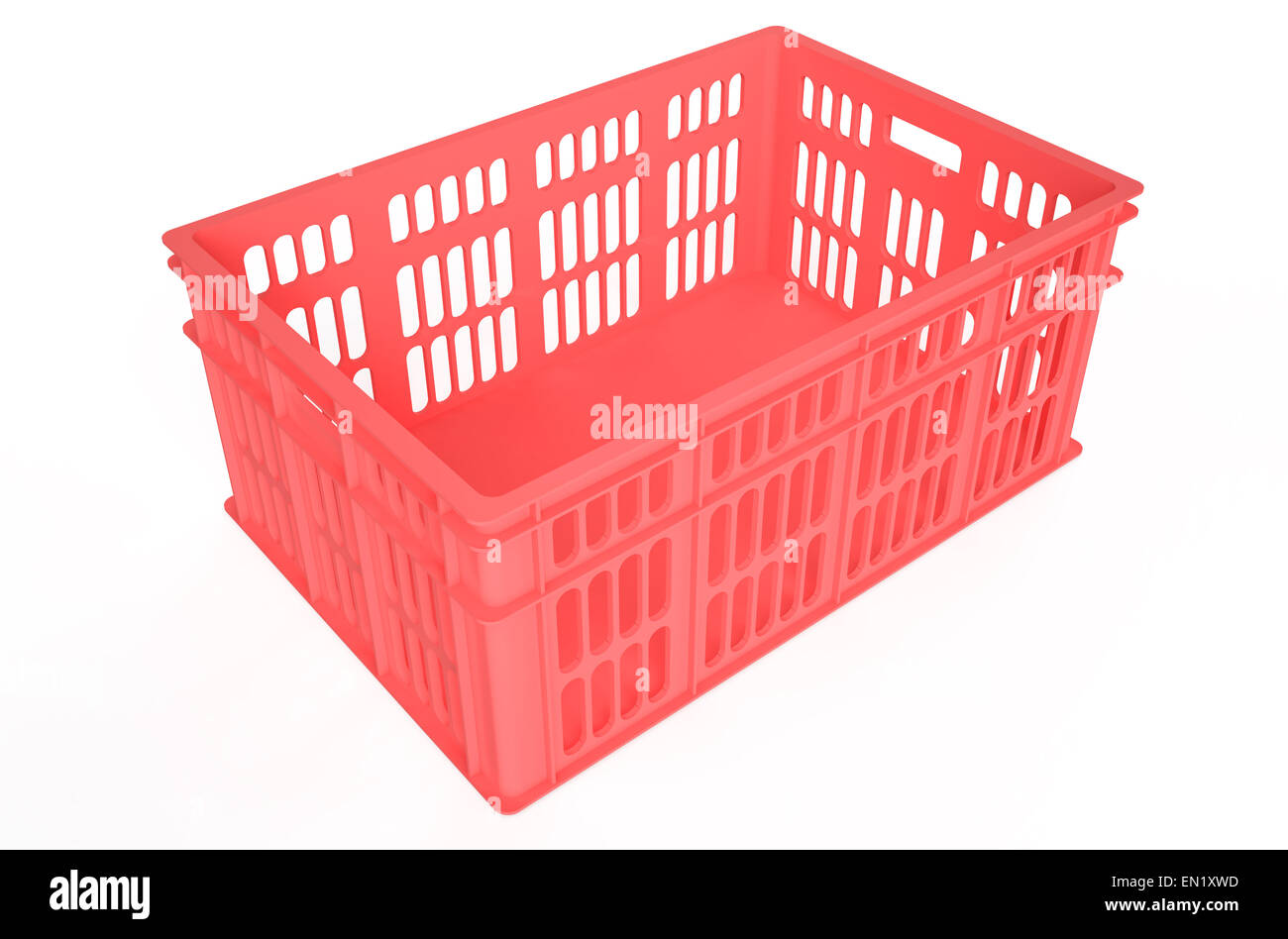 red plastic crate isolated on white background Stock Photo - Alamy