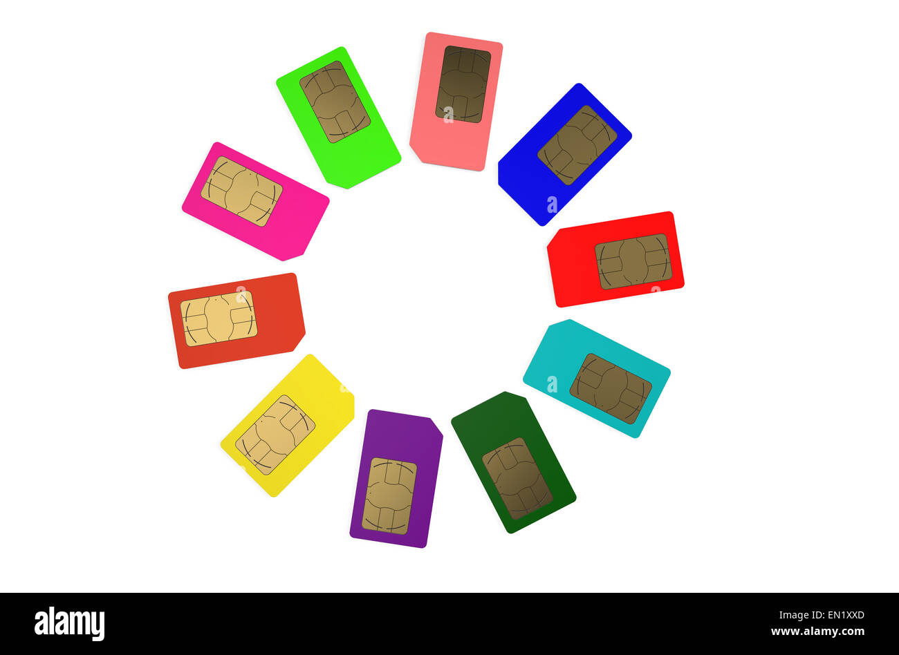 Circle from color SIM cards isolated on white background Stock Photo ...