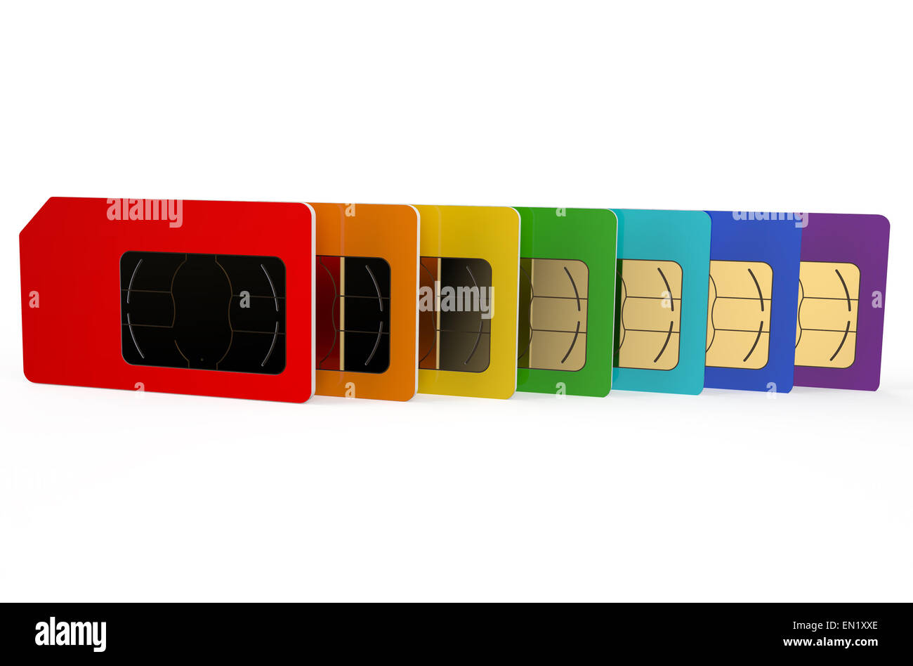 Group of color SIM cards isolated on white background Stock Photo - Alamy