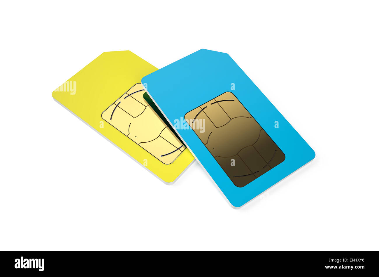 two color simcards isolated on white background Stock Photo - Alamy