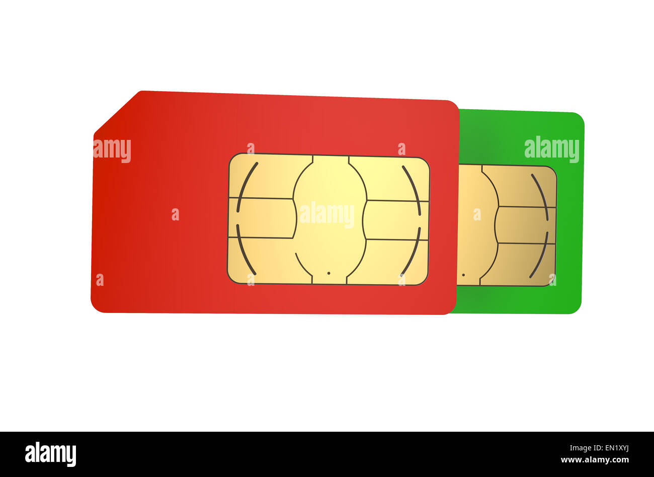 two color simcards isolated on white background Stock Photo - Alamy