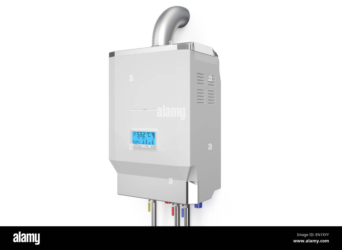 White home gas-fired boiler, water heater isolated on white background ...