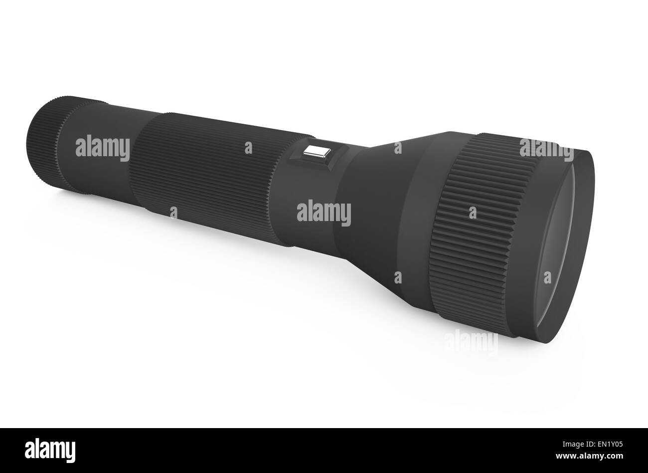 black flashlight isolated on white background Stock Photo - Alamy