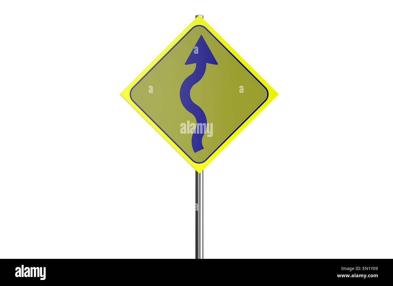 curve road road sign isolated on white background Stock Photo - Alamy