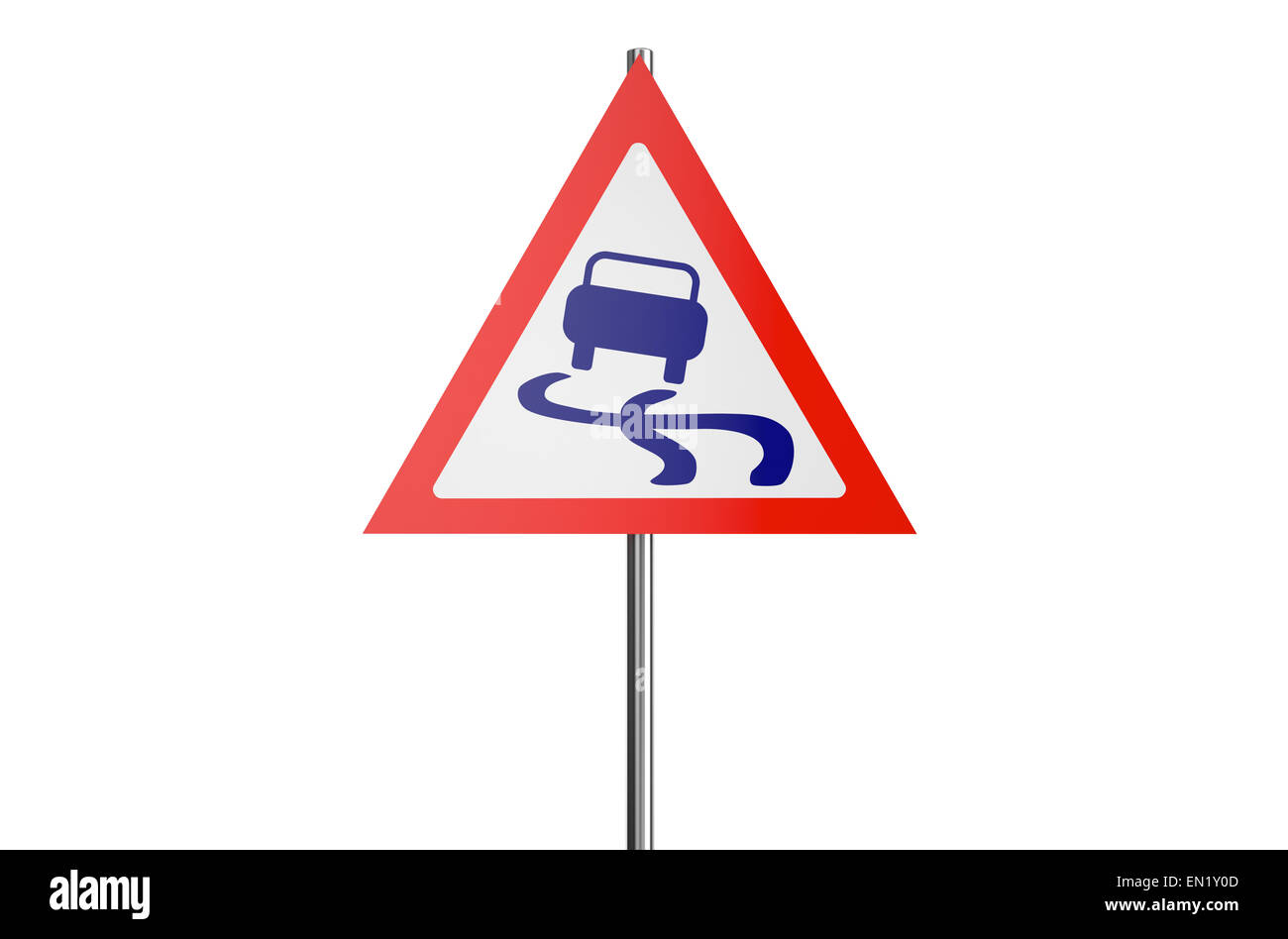 slippery road sign isolated on white background Stock Photo - Alamy