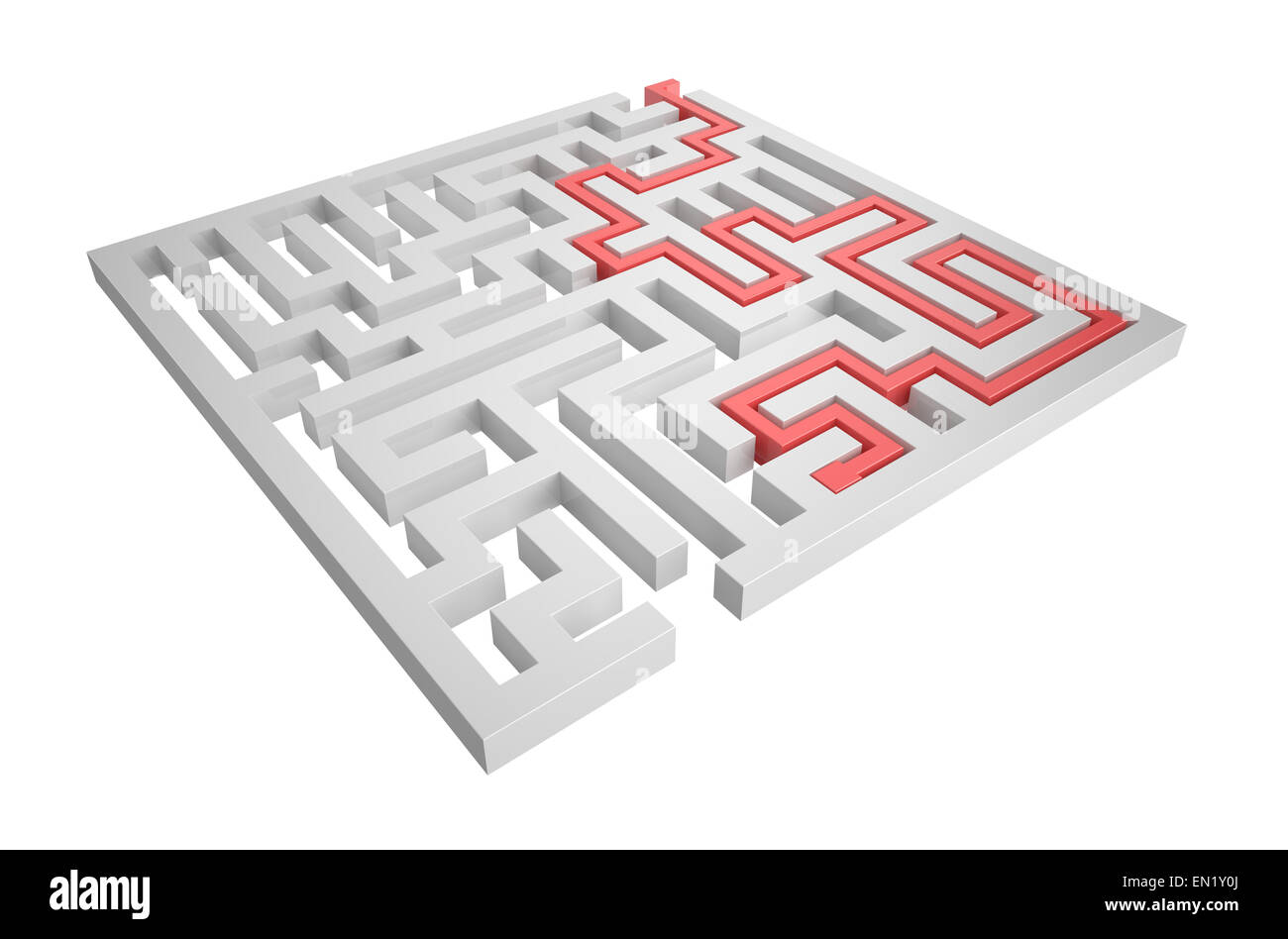 red path across white labyrinth isolated on white background Stock ...