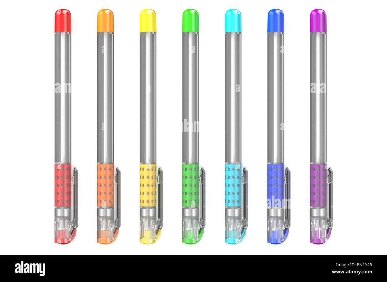 set of colored ball-pens isolated on white background Stock Photo - Alamy