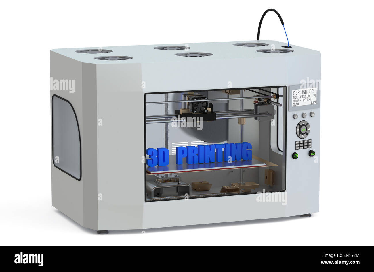 metallic 3d printer isolated on white background Stock Photo - Alamy