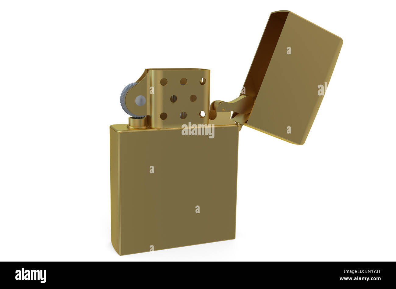 Metallic golden lighter isolated on white background Stock Photo - Alamy
